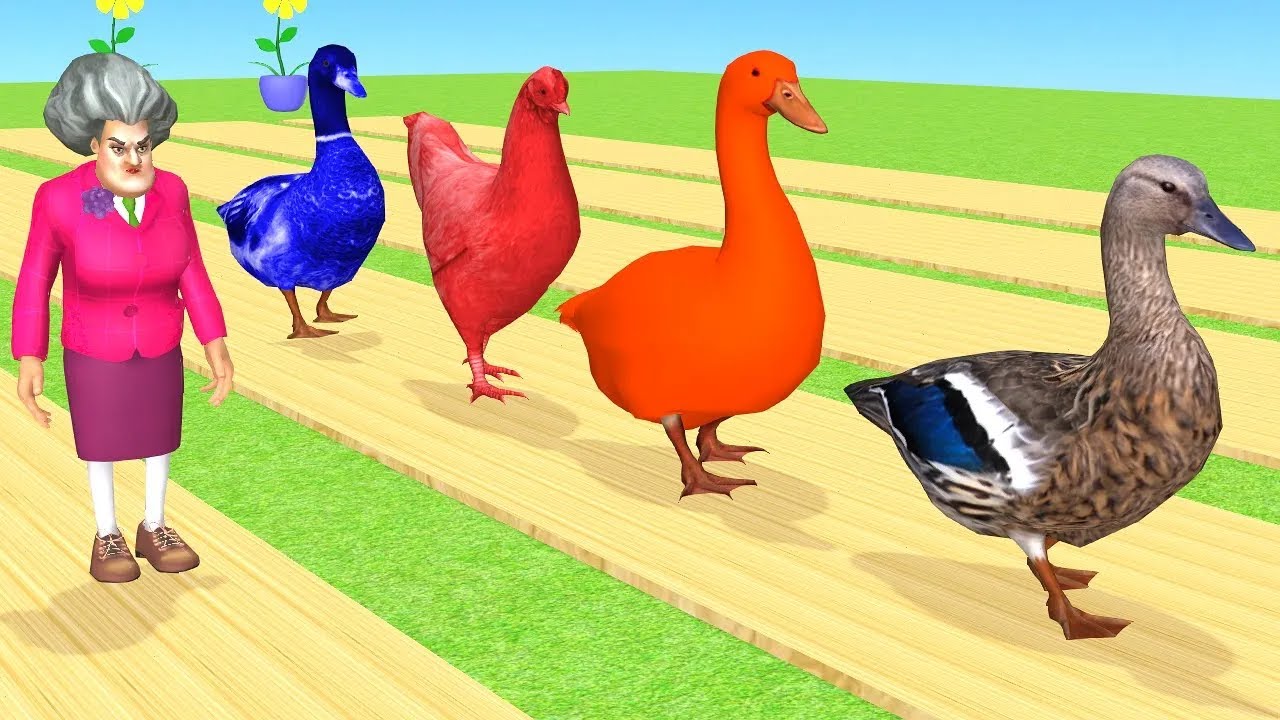 Angsa lucu, bebek lucu dengan guru menakutkan 3d | Lagu bebek angsa ...