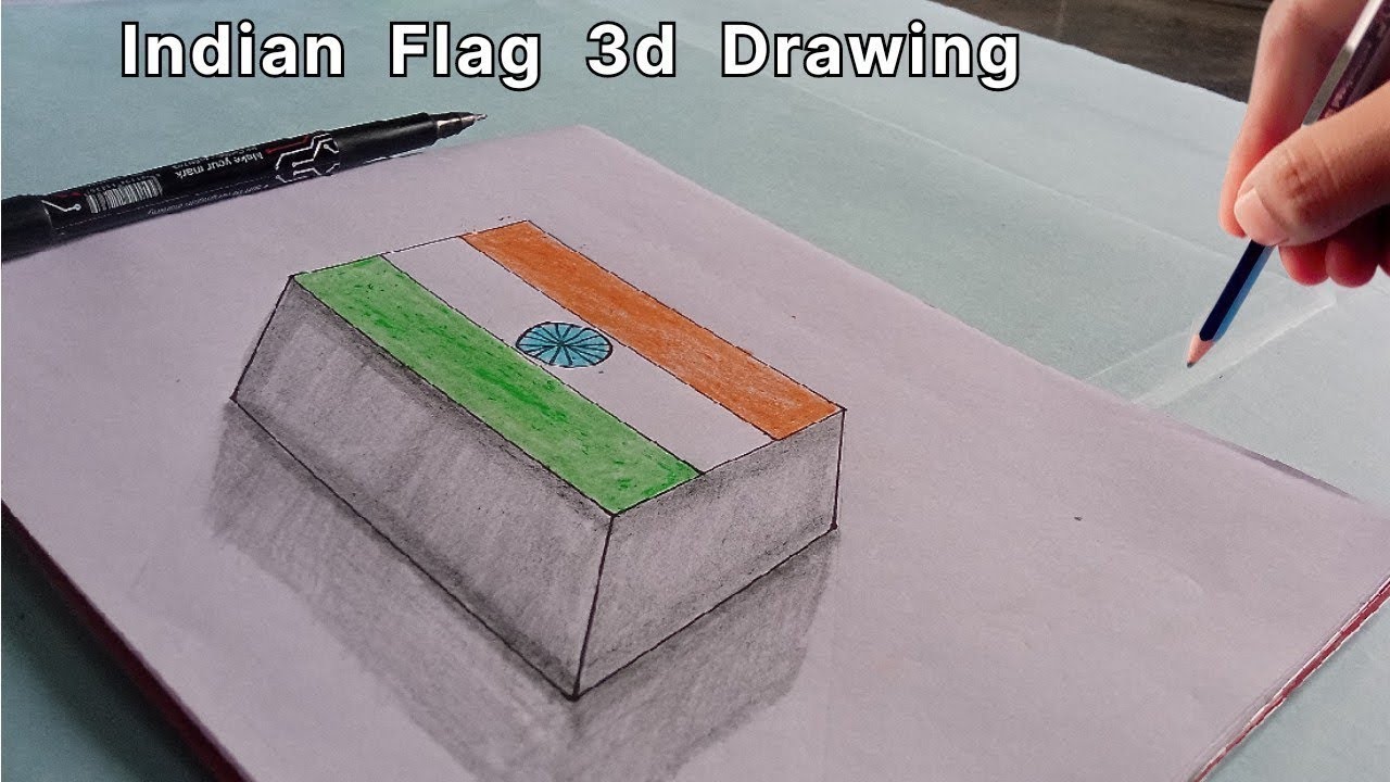 Indian Flag 3D Drawing | 3D illusion Drawing | 3D Floating Drawing ...