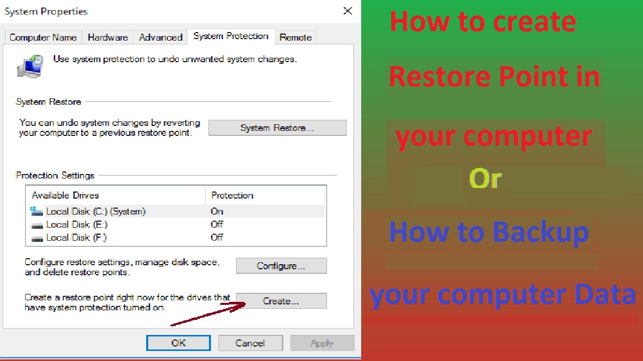How to create restore point | Computer me Restore Point kaise Create ...