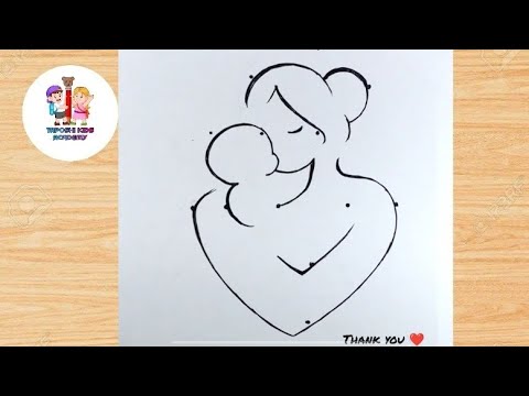 Easy mother's day drawing | mom and baby - YouTube