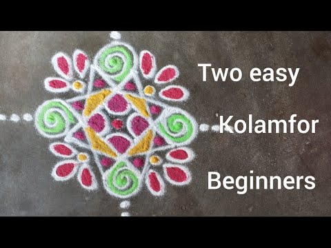 Easy kolam for beginners/small kolam design /4*2dots kolam / two easy ...