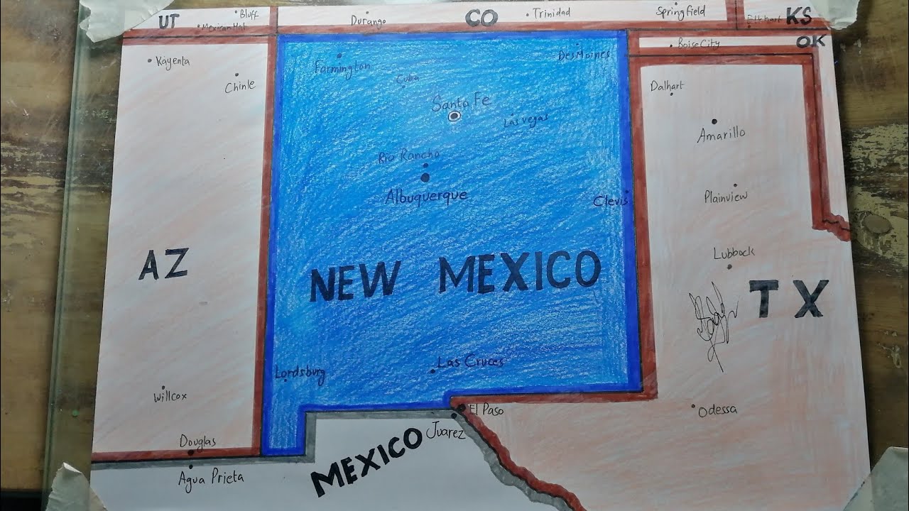 How to draw New Mexico map easy SAAD - YouTube