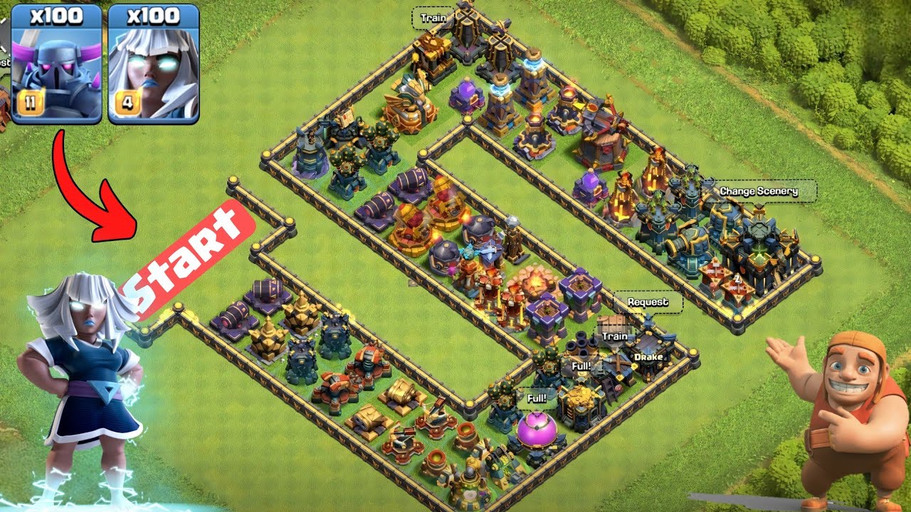 all coc troops (x100) Vs Th17 ultimate formation | very difficult base😮 ...