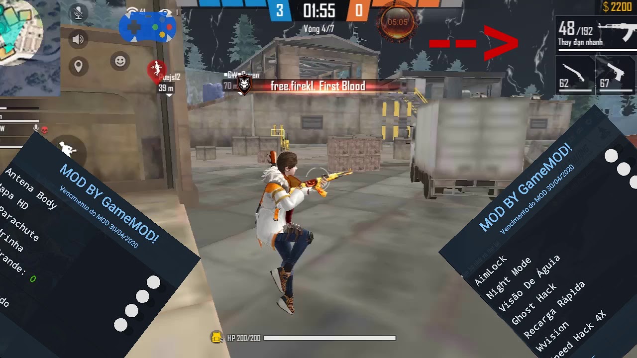 HAPPYMOD - GARENA FREE FIRE HACK - Ghim Tâm, Đạn chùm, chạy nhanh, trời ...