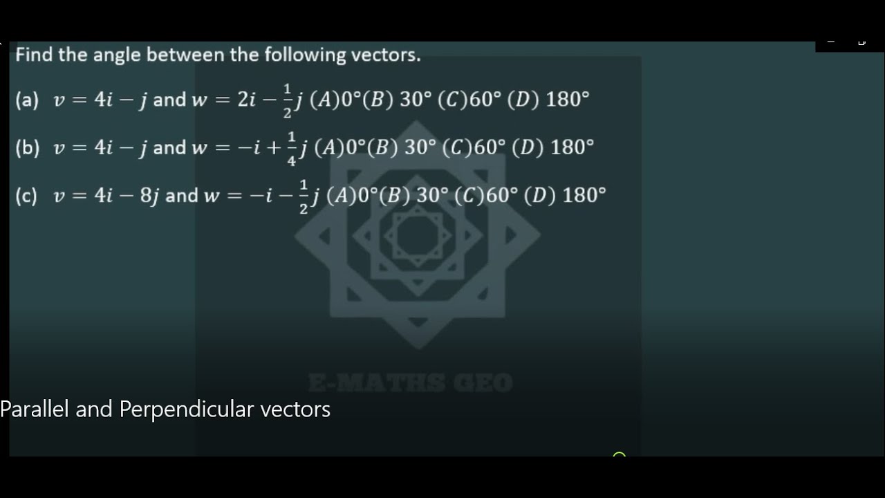 Parallel and Perpendicular vectors - YouTube