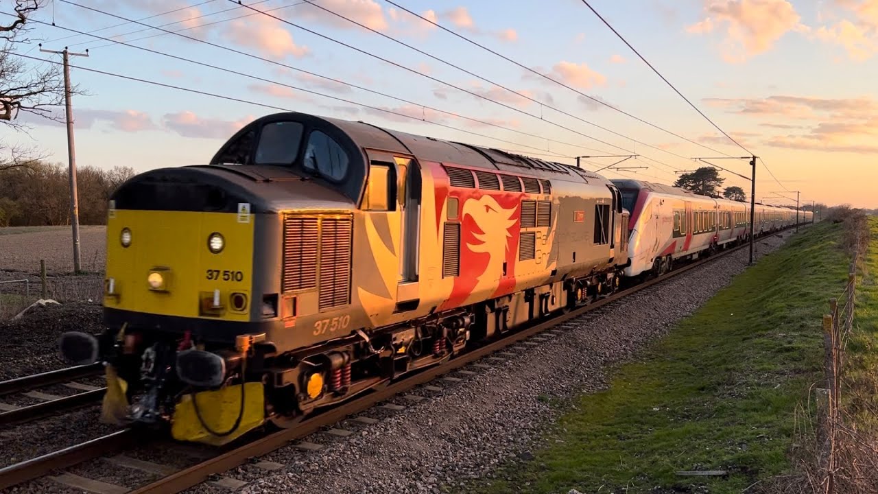 Rail Operations Group 37510 rages past Ardleigh at golden hour with ...