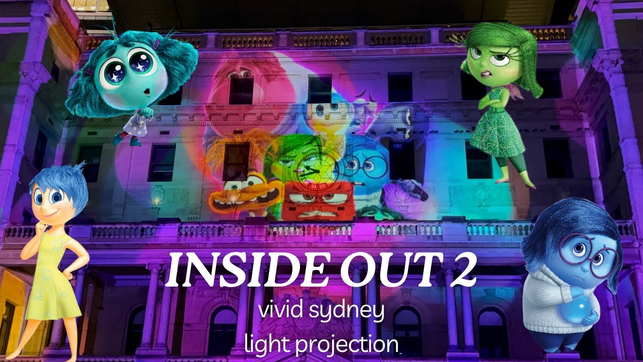 INSIDE OUT 2 Light Projection 🩵 Vivid Sydney 2024 🩵 Meet Anxiety, Envy ...