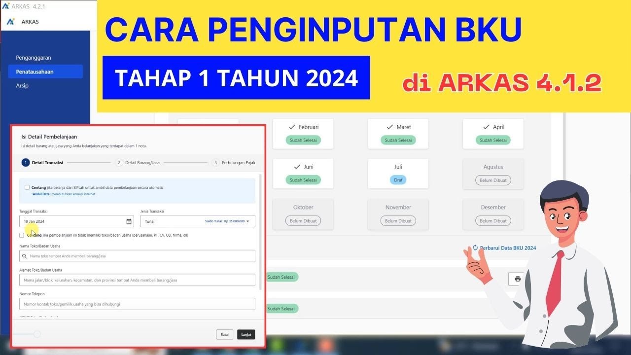 Cara Membuat BKU Tahap 1 Tahun 2024 di ARKAS 4.2.1 - YouTube