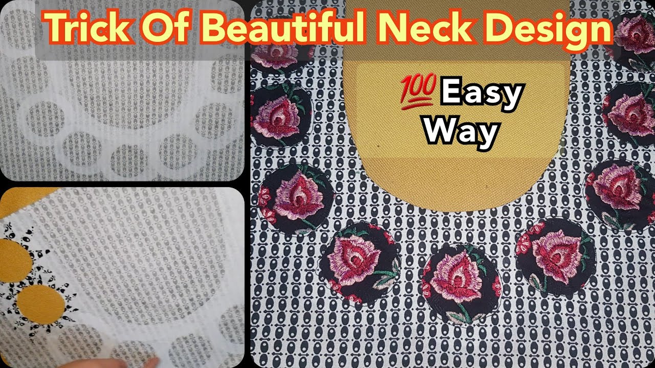 Creative Neck Design With Circle Cut Fusing Paper Step By Step | Round ...