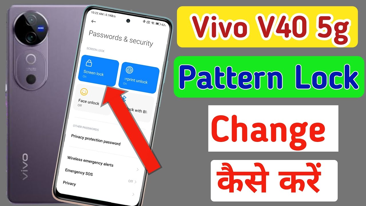 How to change pattern lock in Vivo V40 5g | Screen lock | Vivo V40 me ...