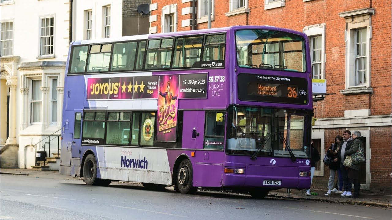 【A140 Thrash】First Norwich Dennis Trident 33003 LK51 UZS@36 - YouTube