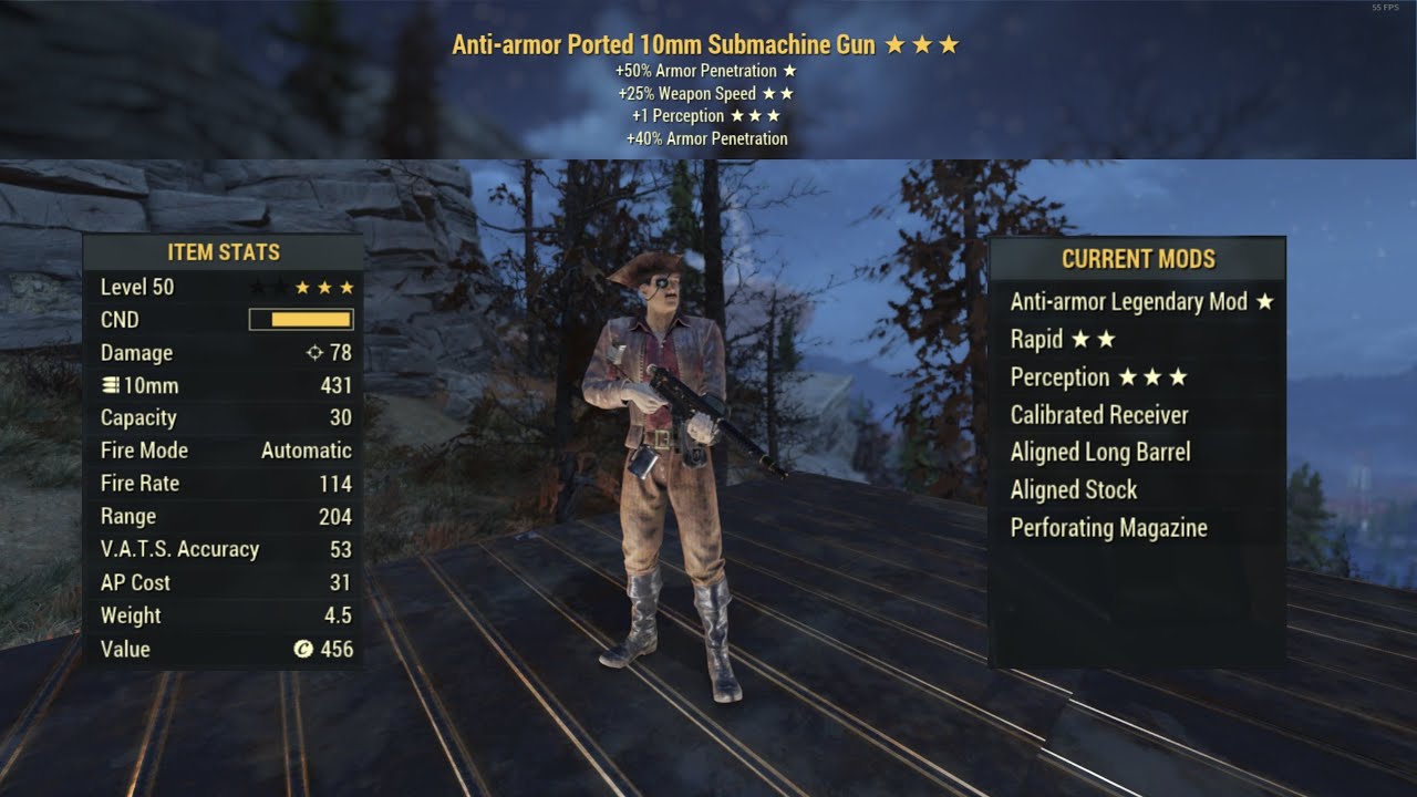 Fallout 76: Weapon review: Anti-Armor Fire-rate 10MM SMG - YouTube