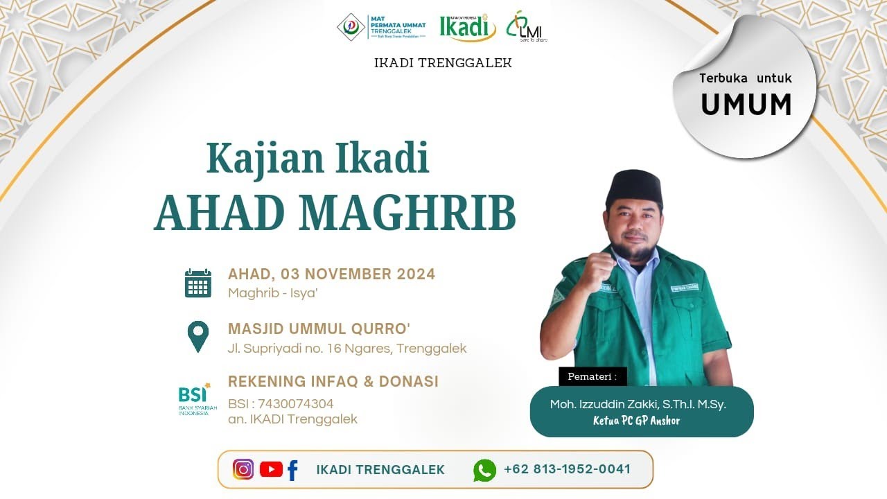 IKADI TRENGGALEK sedang live sekarang! Ust Muh Izzuddin Zaki, S.Th.I. M.Sy - YouTube