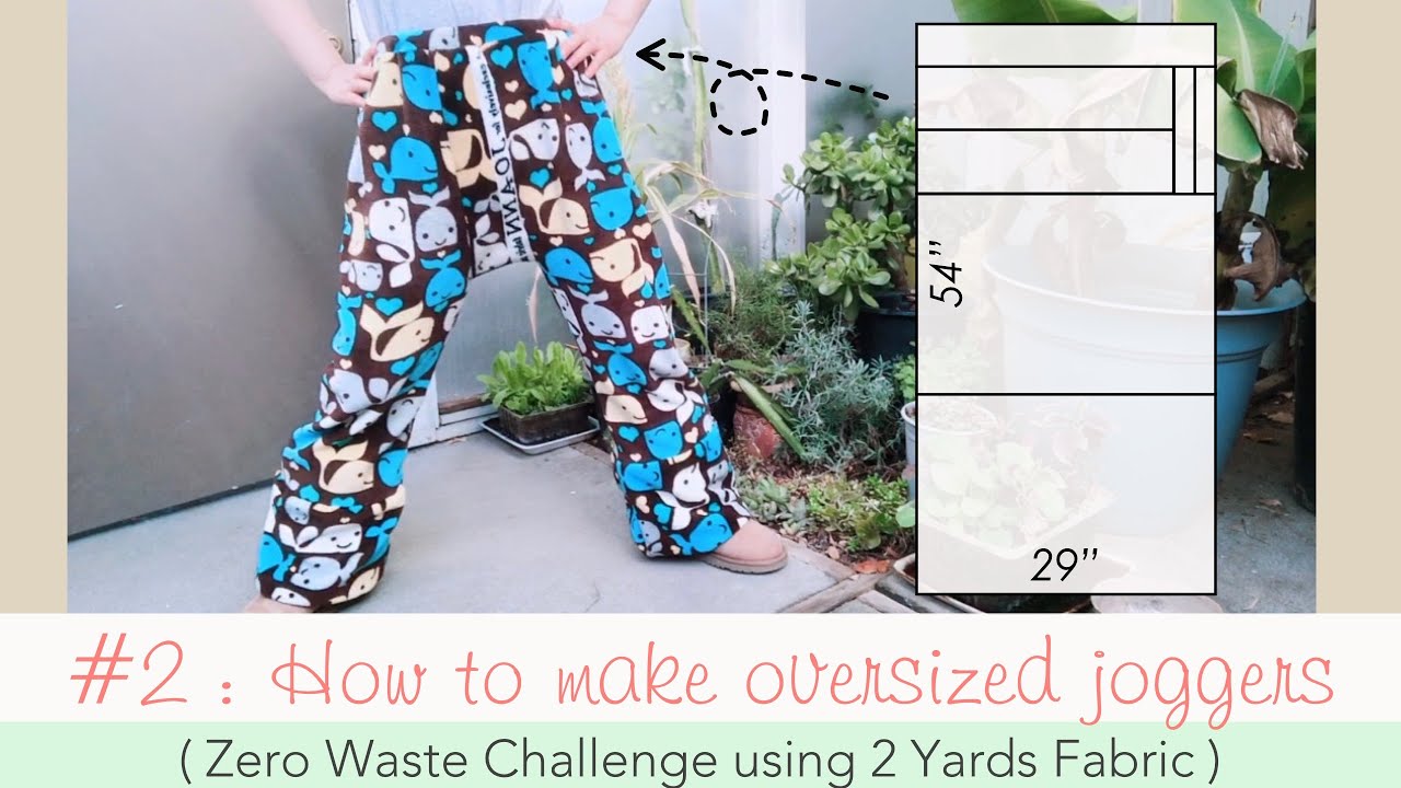 DIY how to make wide leg jogger pants with rectangles | Zero waste ...