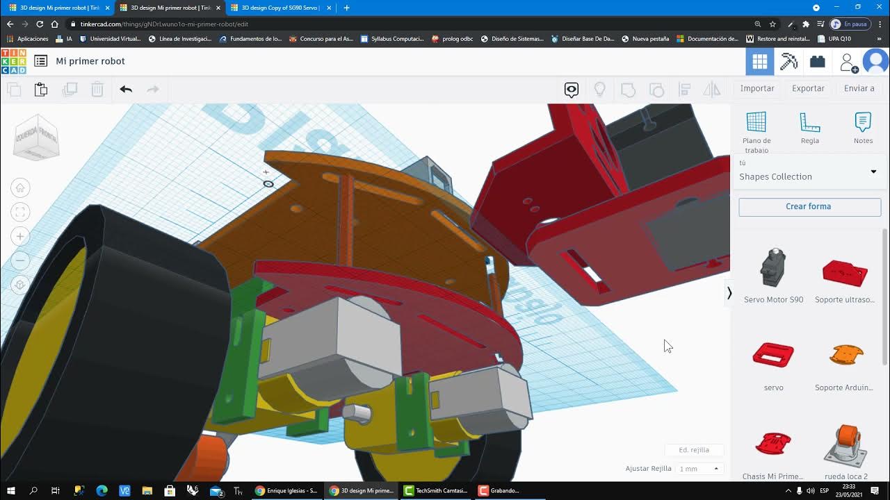 TINKERCAD 07: ENSAMBLAJE DEL ROBOT Y SOPORTE DEL SERVO MOTOR - YouTube