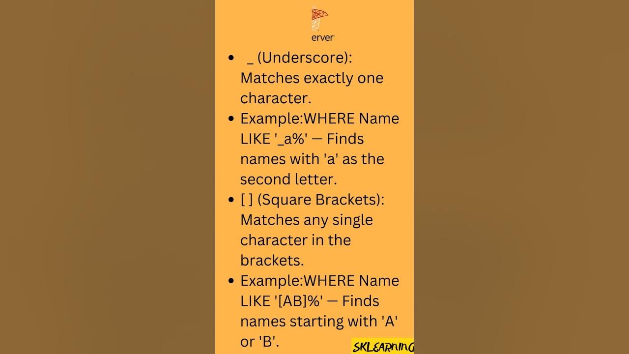 Wildcard Operators in SQL Server - YouTube
