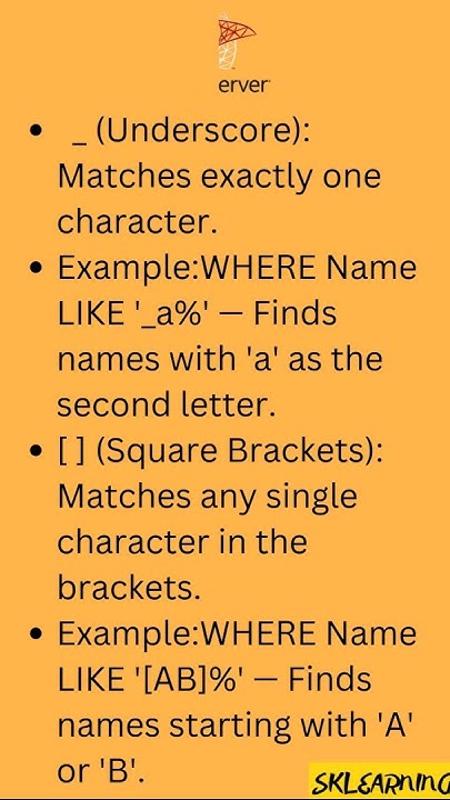 Wildcard Operators in SQL Server - YouTube