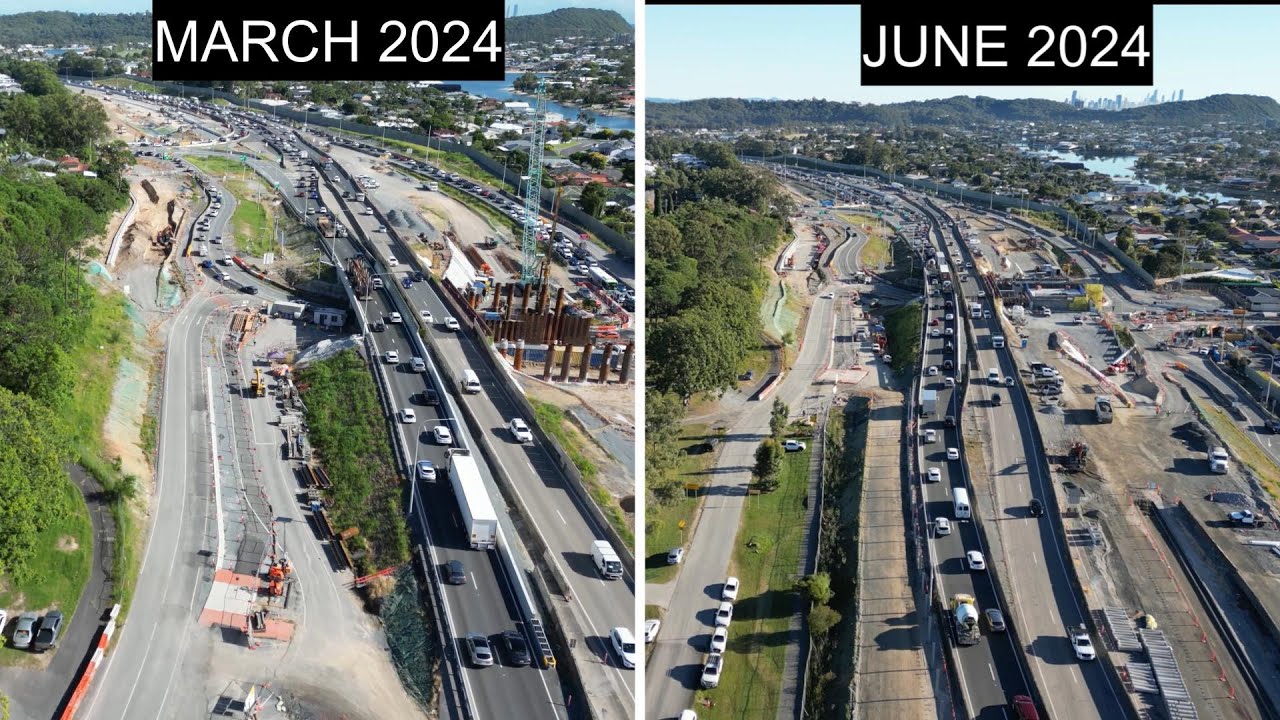 🚧 M1 PACIFIC MOTORWAY UPGRADE COMPARISON MARCH TO JUNE 2024 *PART 1 ...