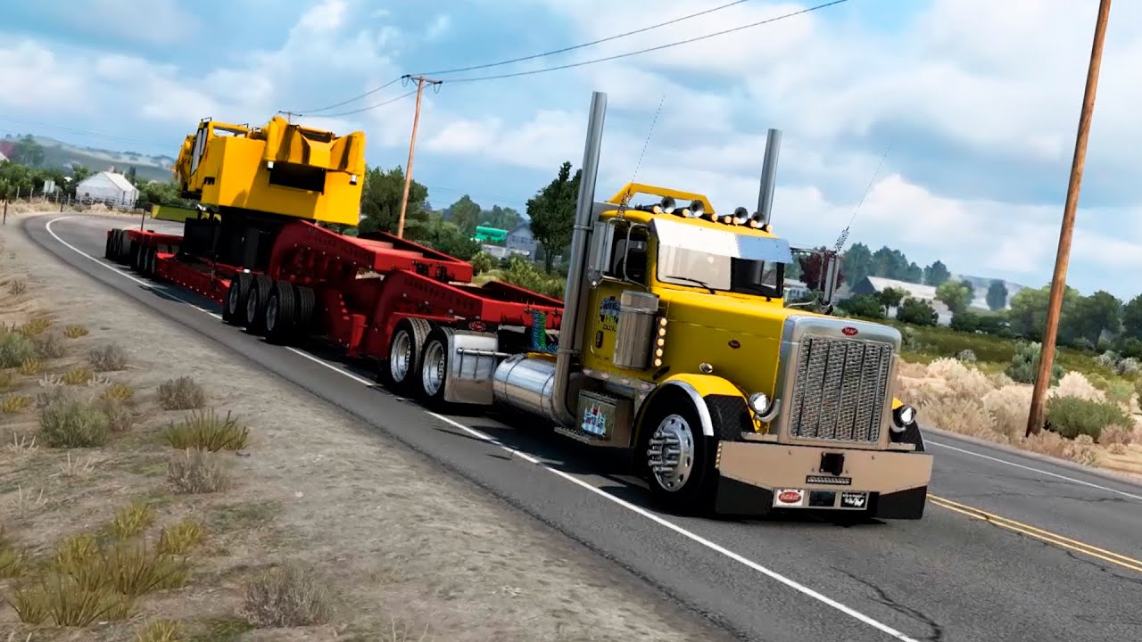 Pizzster 389 hauling a big crane Liebherr 1220 #317 ATS gameplay - YouTube
