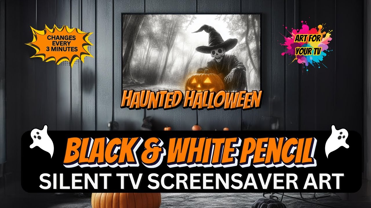 BLACK & WHITE Halloween TV Art I Screensaver TV Art | SILENT Art for ...