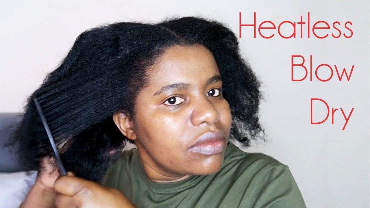 Heat Less Blow Dry look on Natural Hair| How to Stretch Natural Type 4 ...