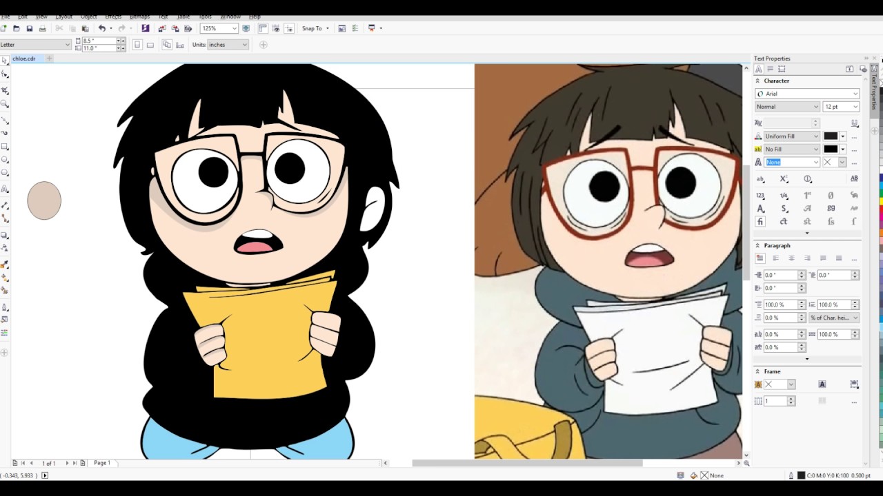 Simple Drawing "Chloe" with Corel Draw X7 - YouTube