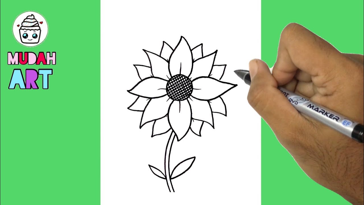 MUDAH! CARA MELUKIS BUNGA MATAHARI - YouTube