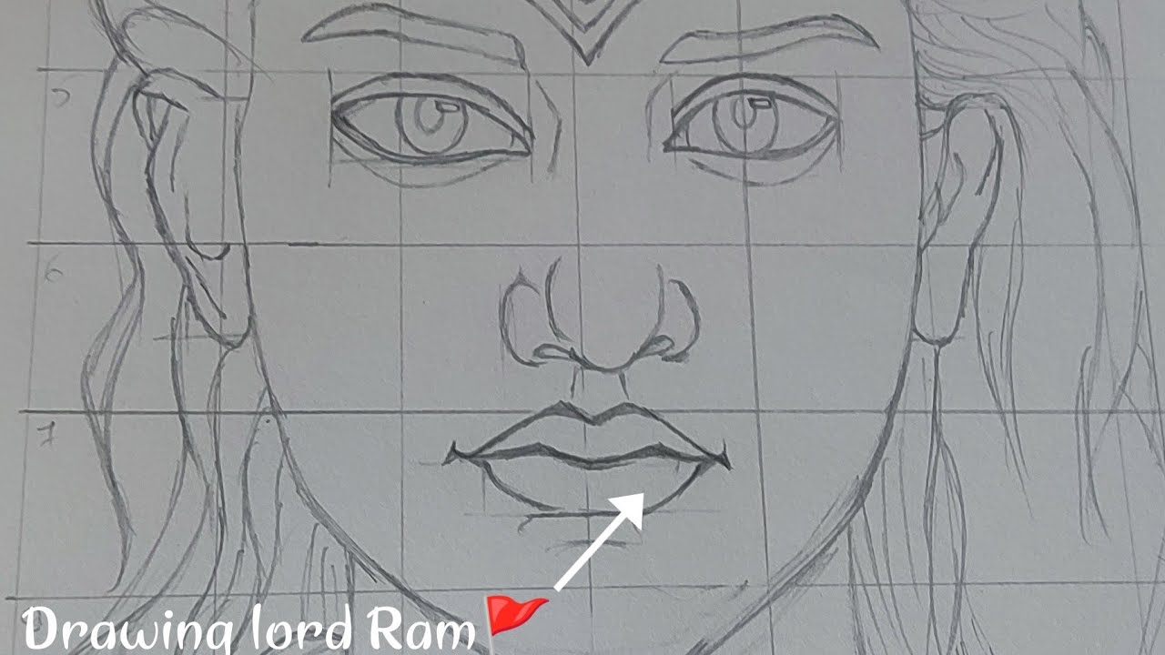 Drawing Lord Ram🚩 using grids #art #trending #ram #adipurush - YouTube