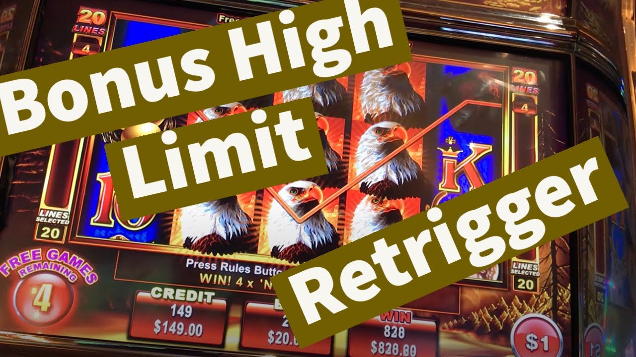 eagle bucks bonus high limit retrigger - YouTube