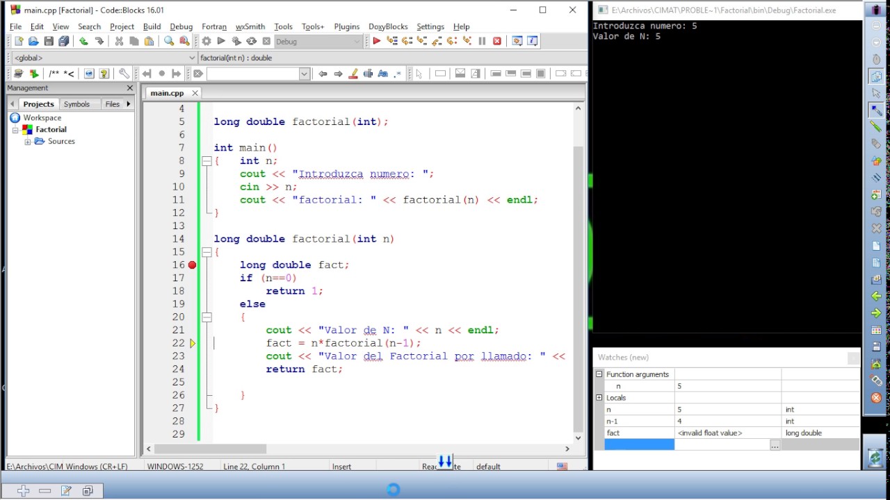 Factorial Recursivo C++ - YouTube