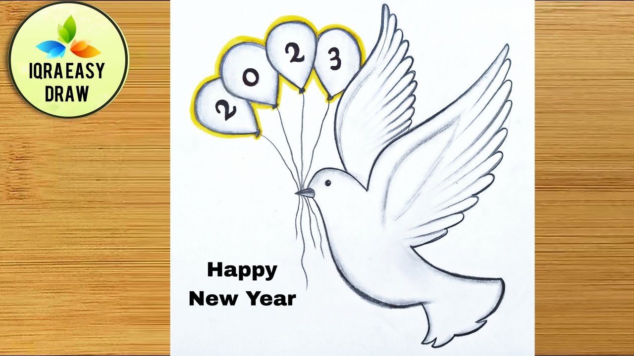 Happy New Year Drawing 2023 || New Year drawing easy || How to Draw ...