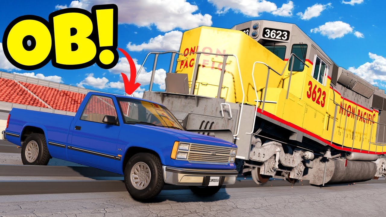 Stunt Challenge Ends in Train Car Crashes in BeamNG Drive Mods! - YouTube