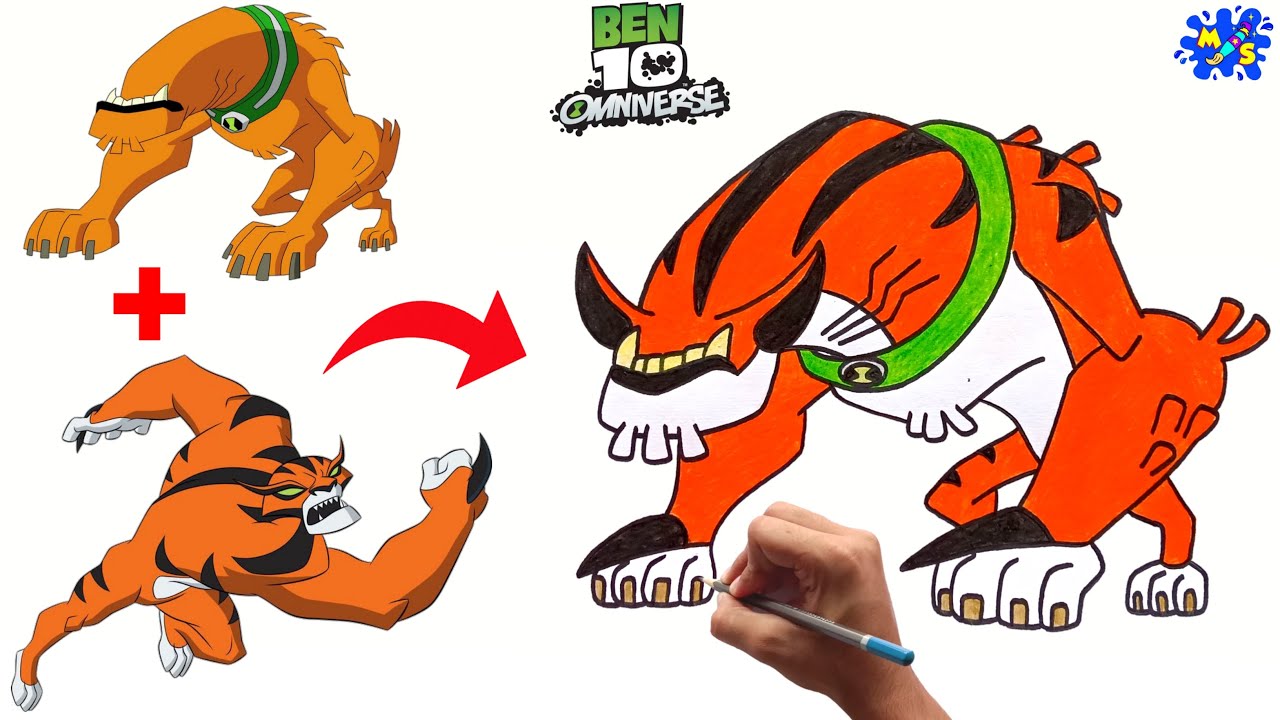 Ben 10 Alien fusion drawing || How to draw Rath + wildmutt - YouTube