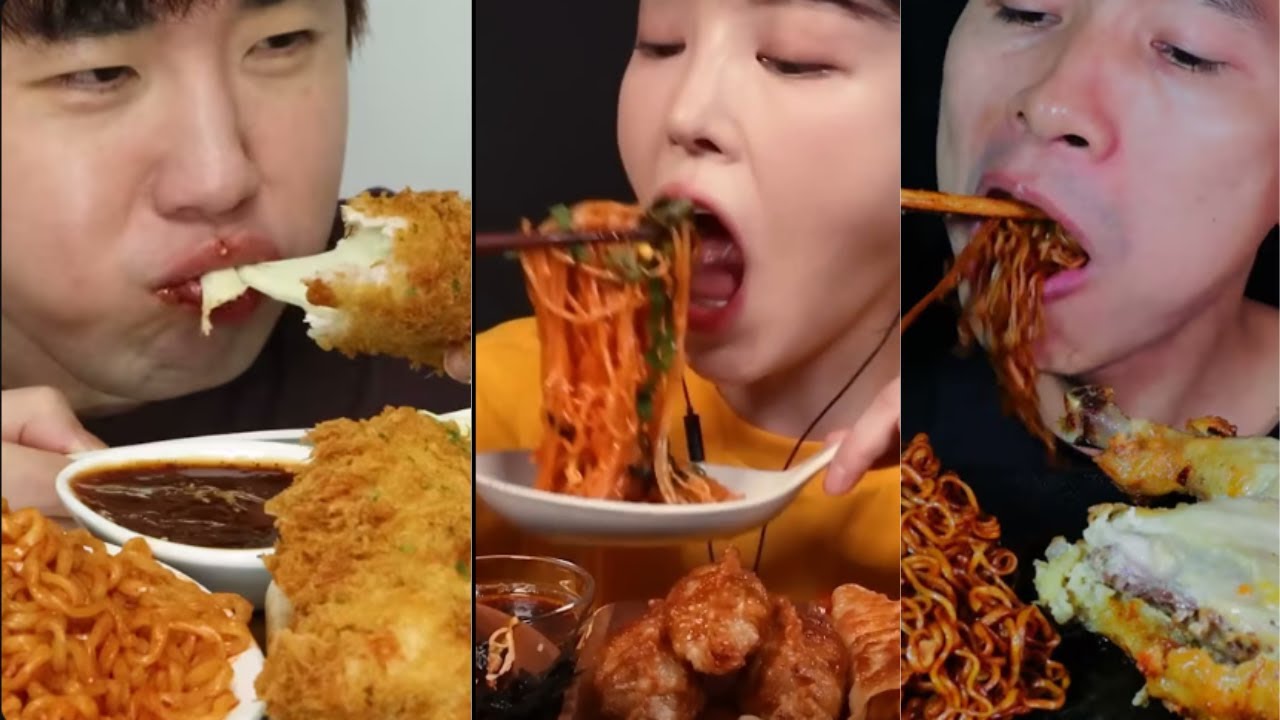 Noodles with Fried Food Mukbang Shorts Compilation - YouTube