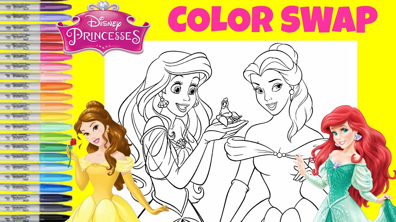 Disney Princess Coloring Book Pages Color Swap Princess Belle and ...