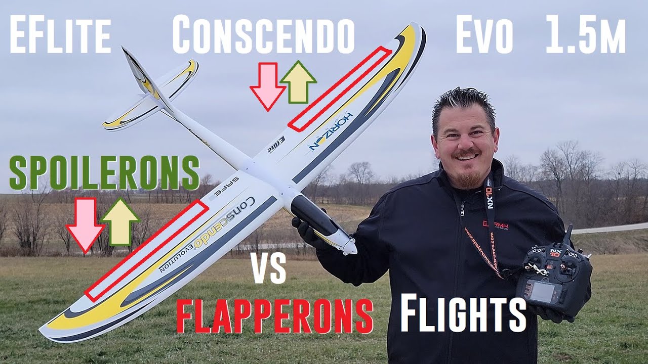 E-flite - Conscendo Evo - 1.5m - Spoilerons VS Flapperons - Flights ...
