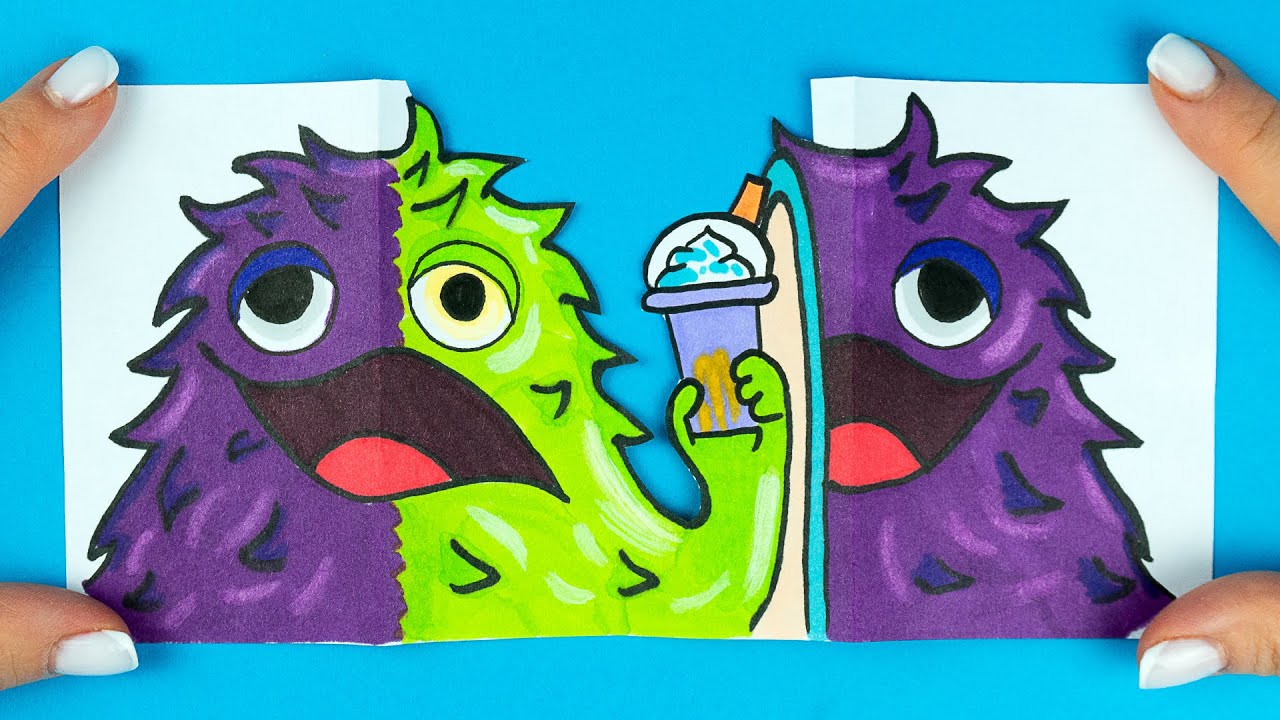 Paper Craft GRIMACE SHAKE with drawing tutorial - YouTube