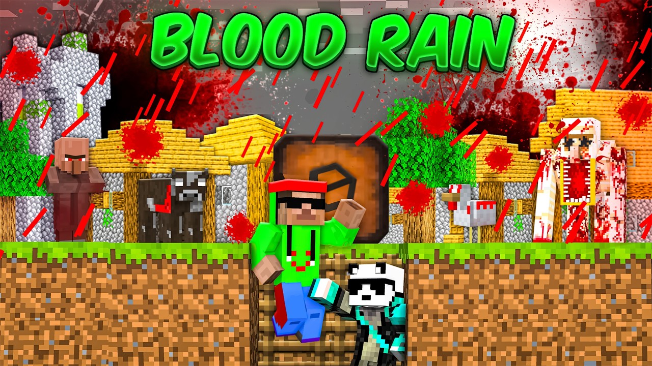 We Created Bunker to Survive Extreme BLOOD RAIN in Minecraft! - YouTube
