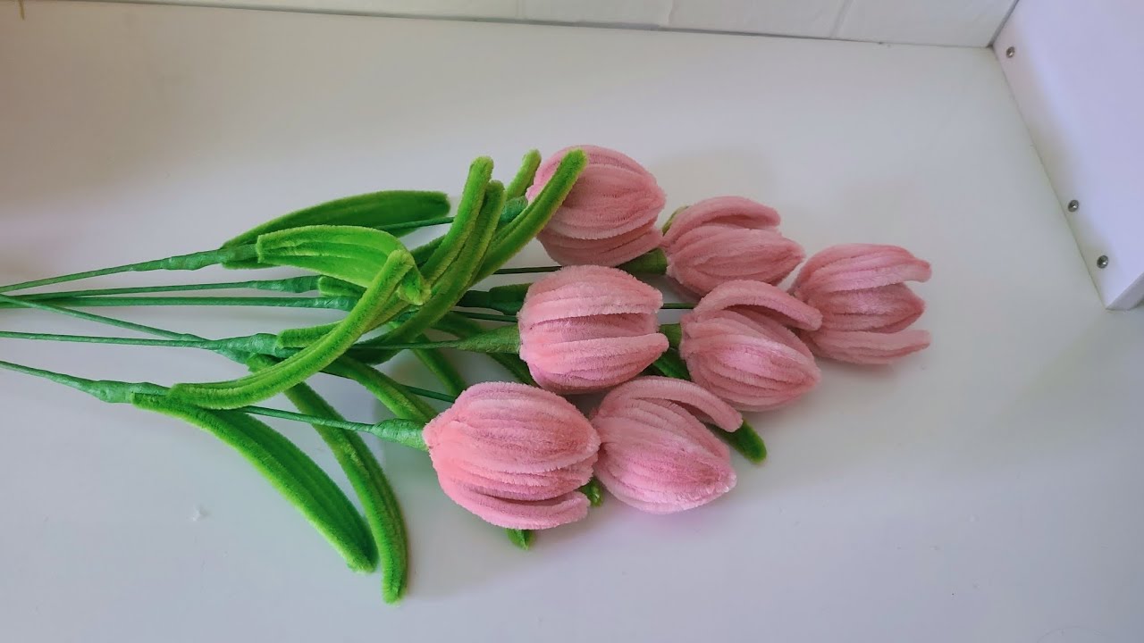 How to make tulips with velvet (method 2). Velvet zinc flowers- làm hoa ...