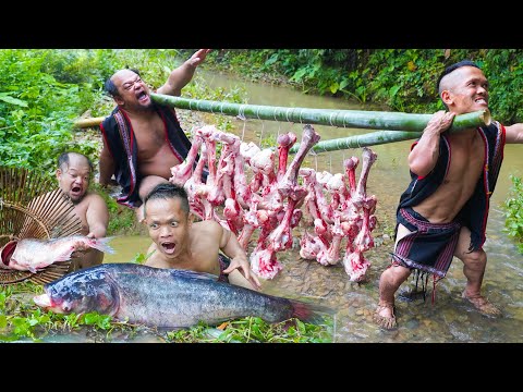 Dwarf Food Full Video: Cooking Beef Bone Stew - Giant Fish Salad - Chicken Gizzard Rice