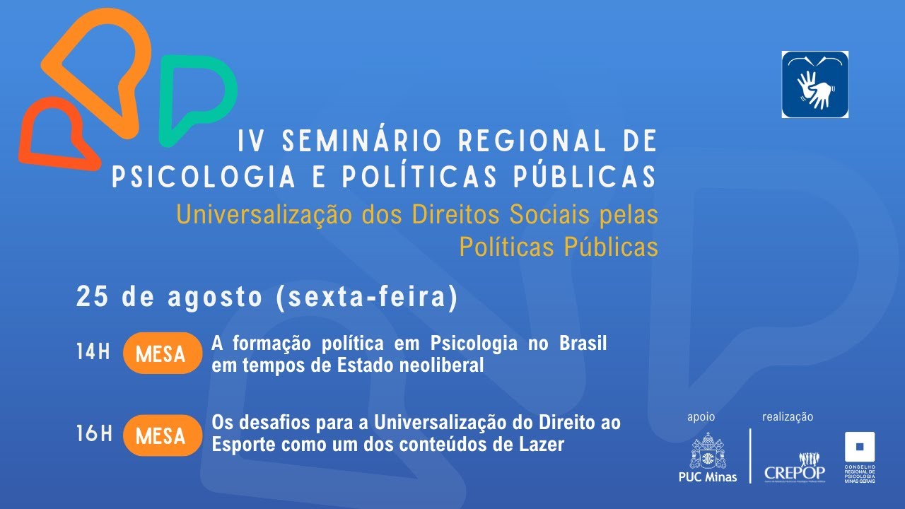 IV Seminário Regional de Psicologia e Políticas Públicas | 25/08 ...