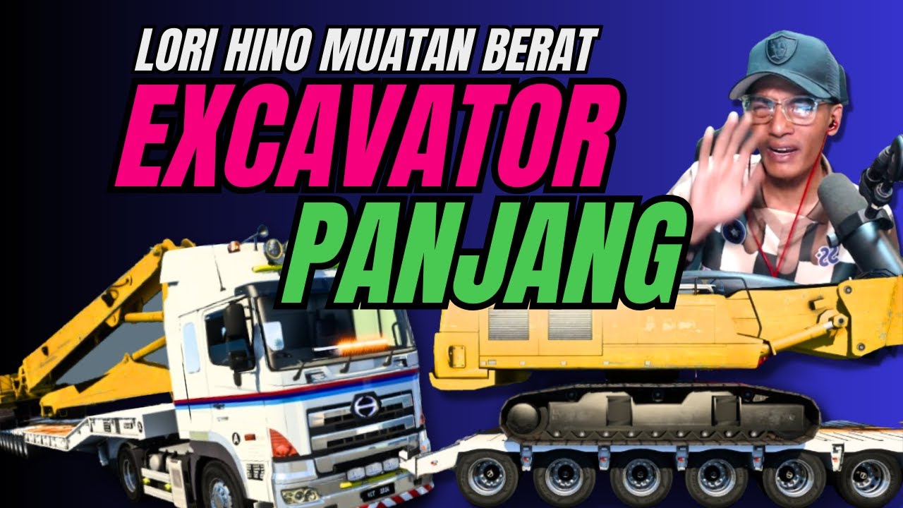 LORI HINO BAWA MUATAN EXCAVATOR PANJANG DAN BERAT MELALUI LBUHRAYA ...