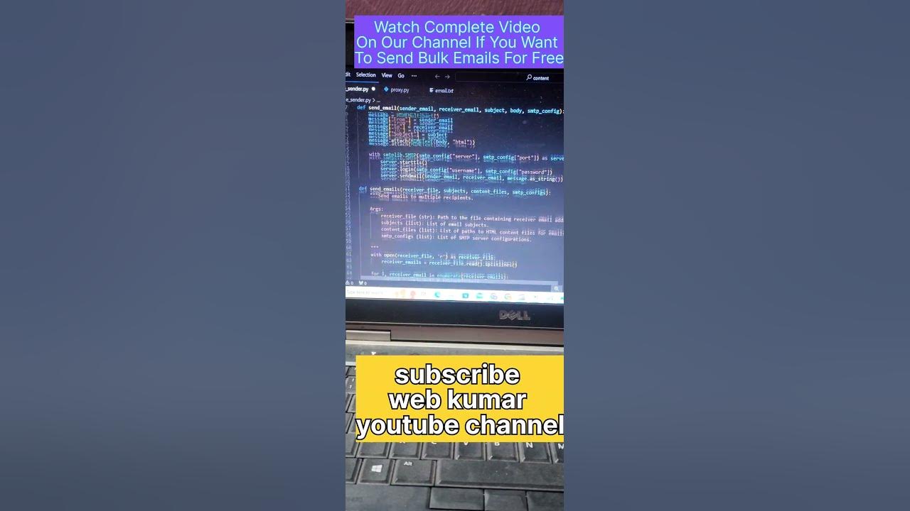 send bulk emails using python #web_kumar - YouTube
