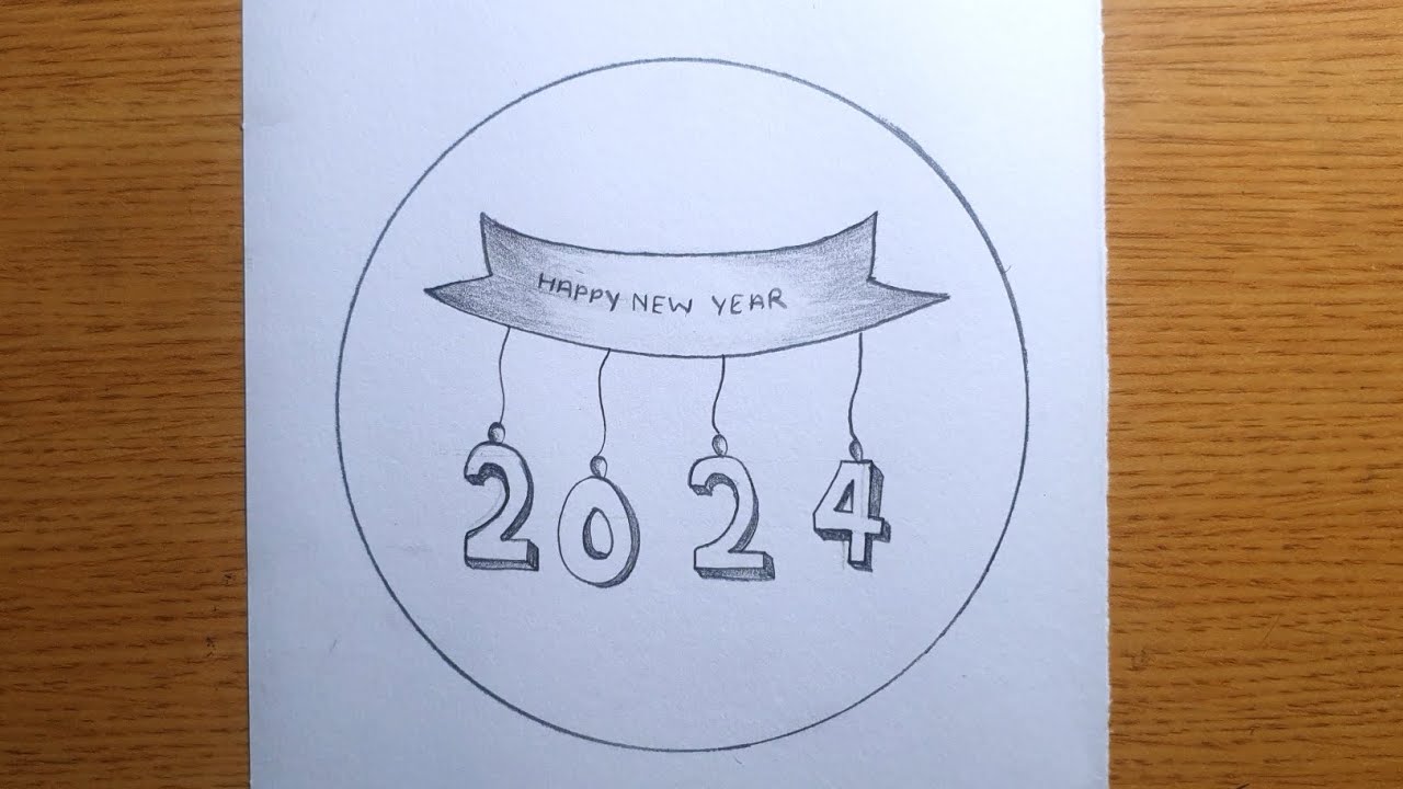 Happy new year 2024 Easy Drawing | Easy Drawing step by step #art # ...