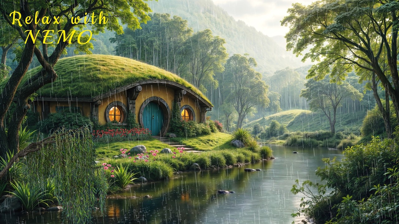 Summer Rain in the Shire / Cozy Hobbit Home Ambience / Relaxing Rain ...