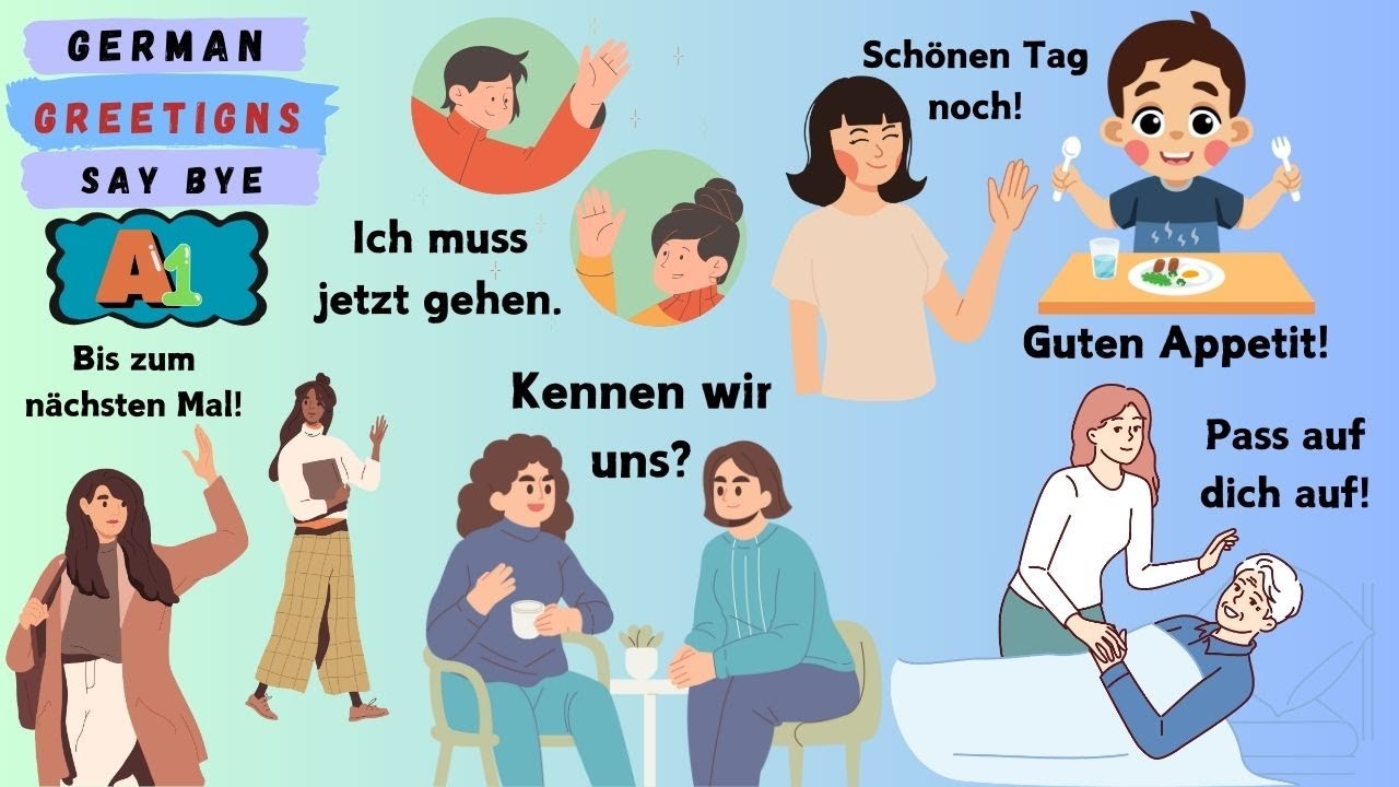 German Phrases for Beginners | GREETINGS AND SAYING GOOD BYE - YouTube