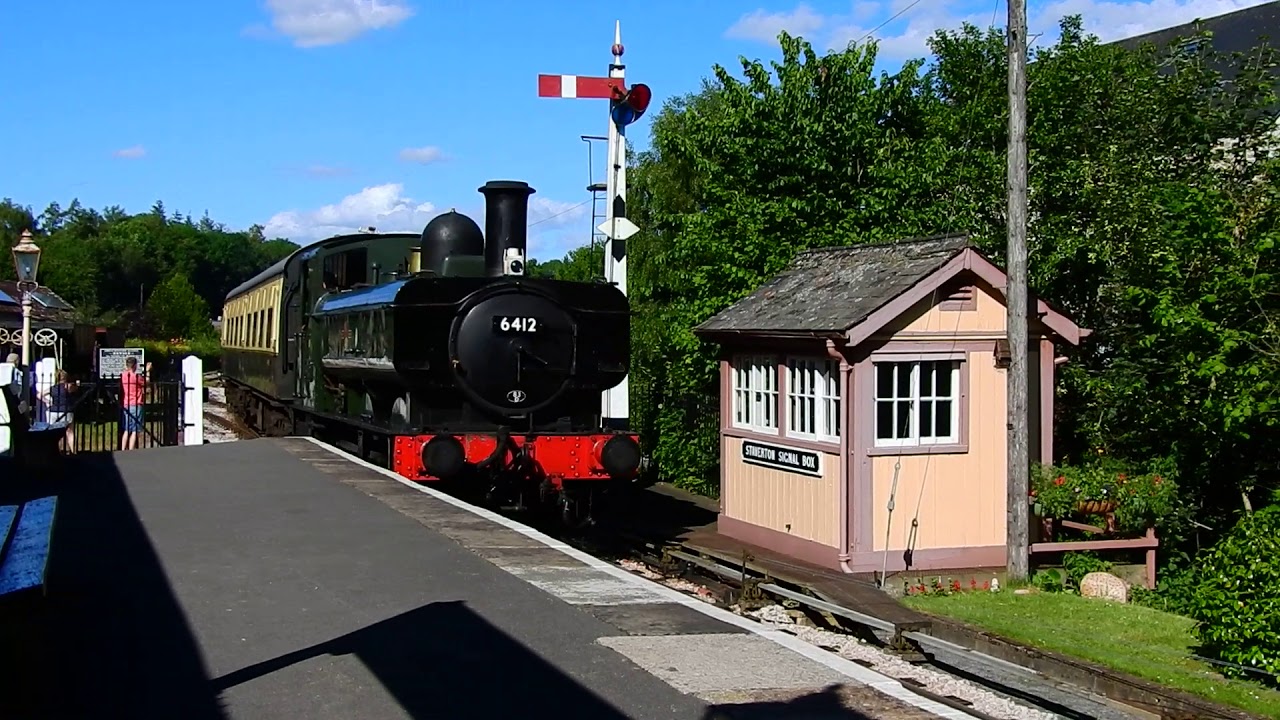 Locomotive 6412 arriving at Staverton Station, SDR - YouTube