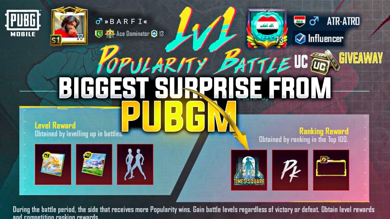 BIGGEST SURPRISE FROM PUBGM | Popularity Battle New & Free Rewards | PK ...