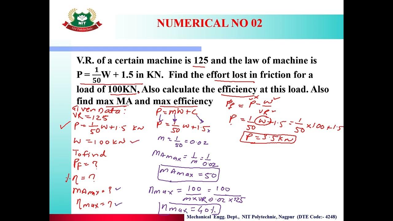 Lecture No 06 Chapter 02 Simple Lifting Machine TOPIC 2 06 SIMPLE NUMERICALS TYPE II - YouTube