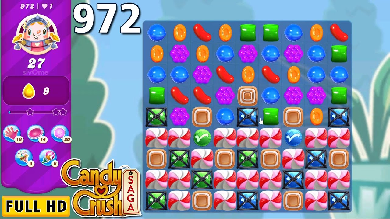 Candy Crush Saga Level-972 [NO BOOSTER] FULL HD Game Play - YouTube